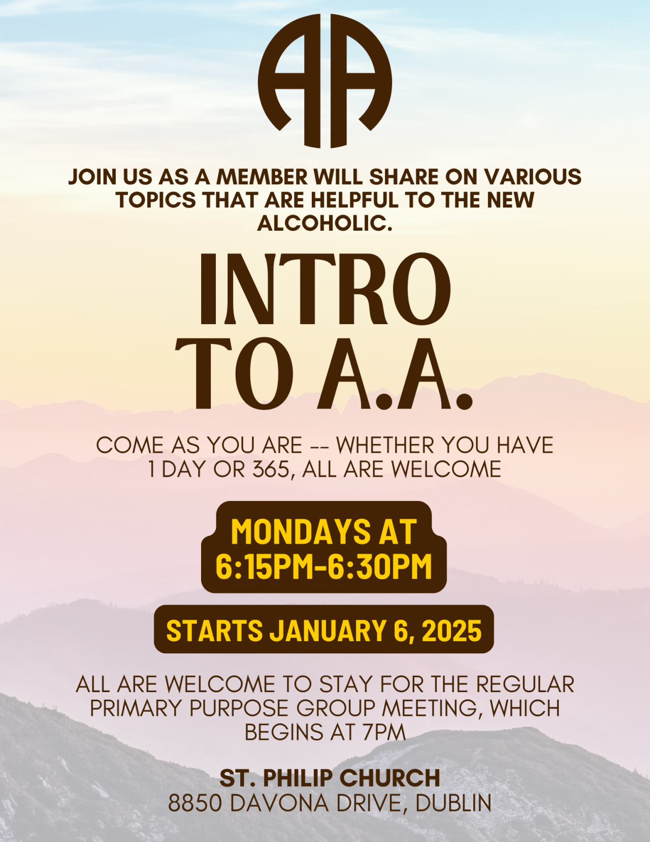 Events | Flyers | Valley Service Center AA